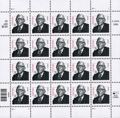 Modern U.S. Stamps: Scott 3426, 33c Claude Pepper