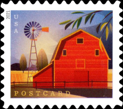 Modern U.S. Stamps: Scott 5546-5549; 5549a, Postcard Rate Barns