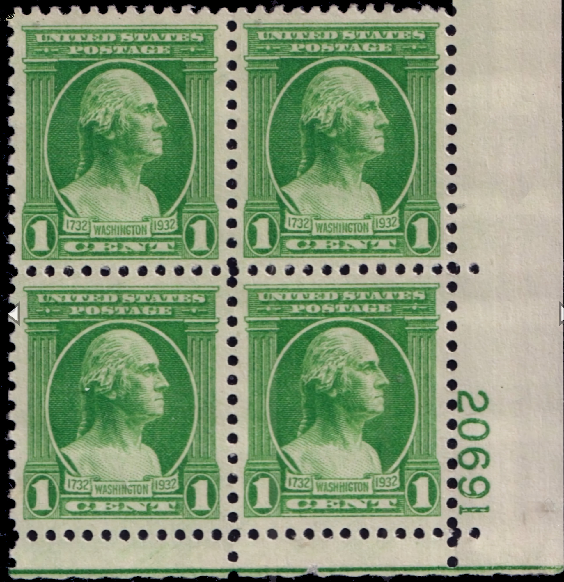 Classic U.S. Stamps: Scott 705, 1c George Washington Birth Centennial