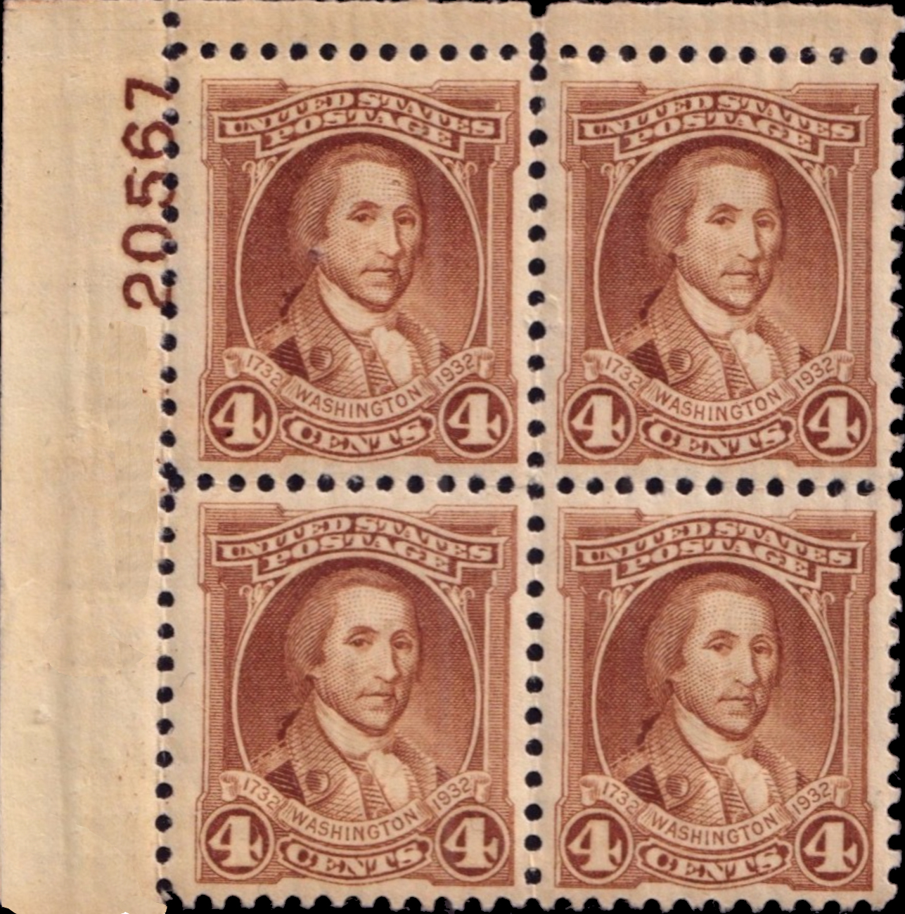 Classic U.S. Stamps: Scott 709, 4c George Washington Birth Centennial