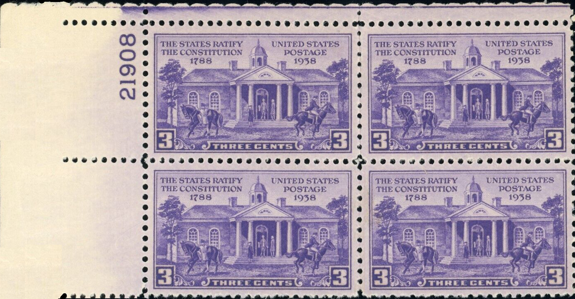 Classic U.S. Stamps: Scott 835, 3c Constitution Ratification ...