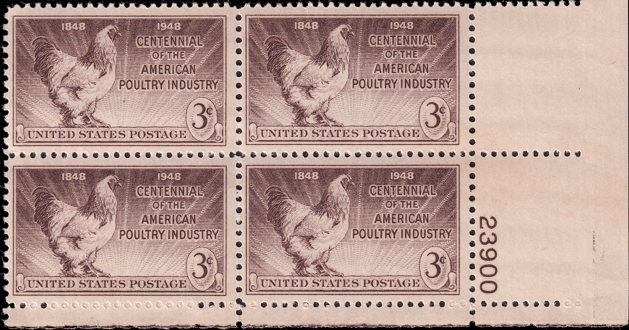 Modern U.S. Stamps: Scott 968, 3c Poultry Industry Centennial
