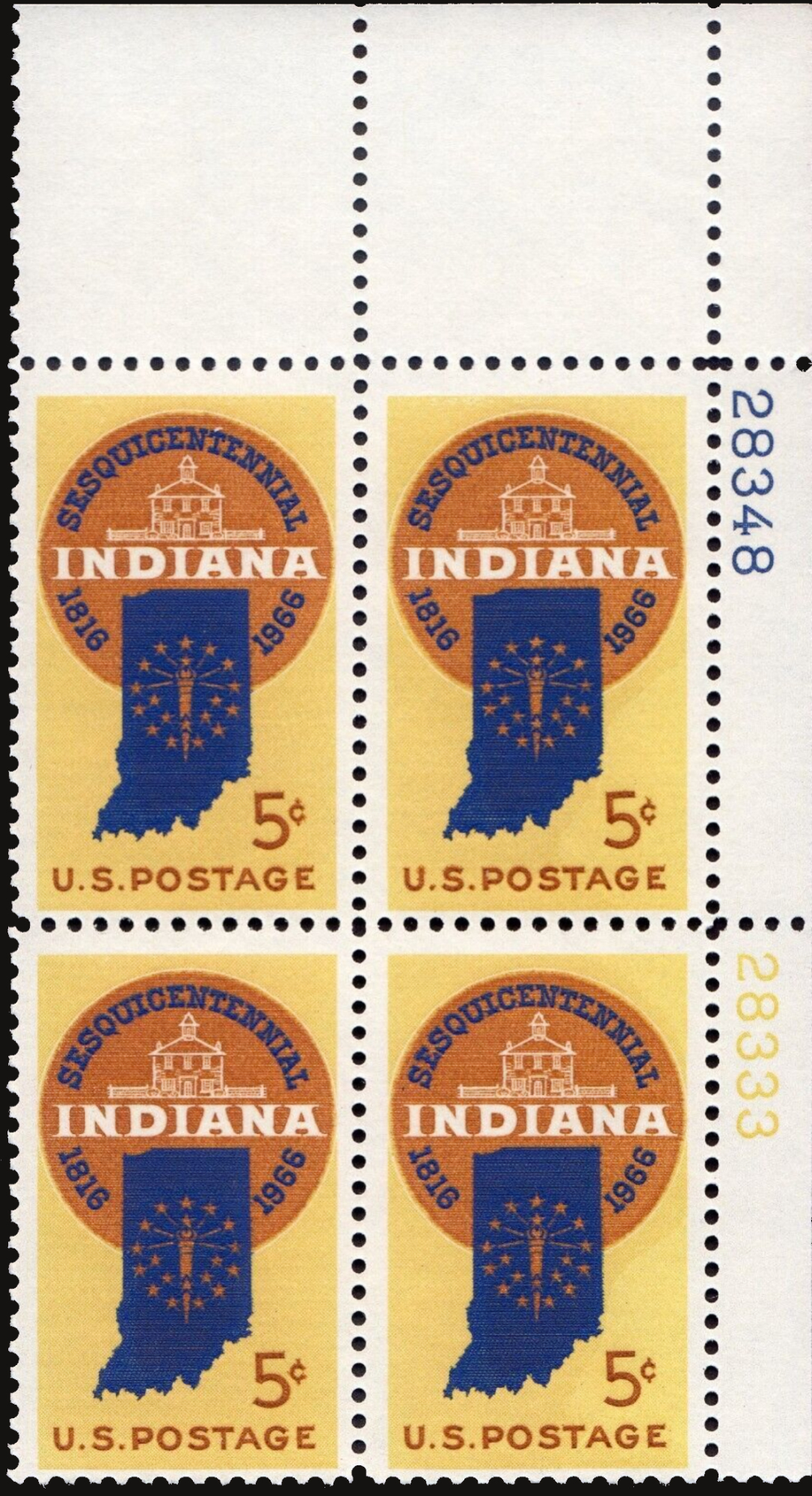 Modern U.S. Stamps: Scott 1308, 5c Indiana Statehood