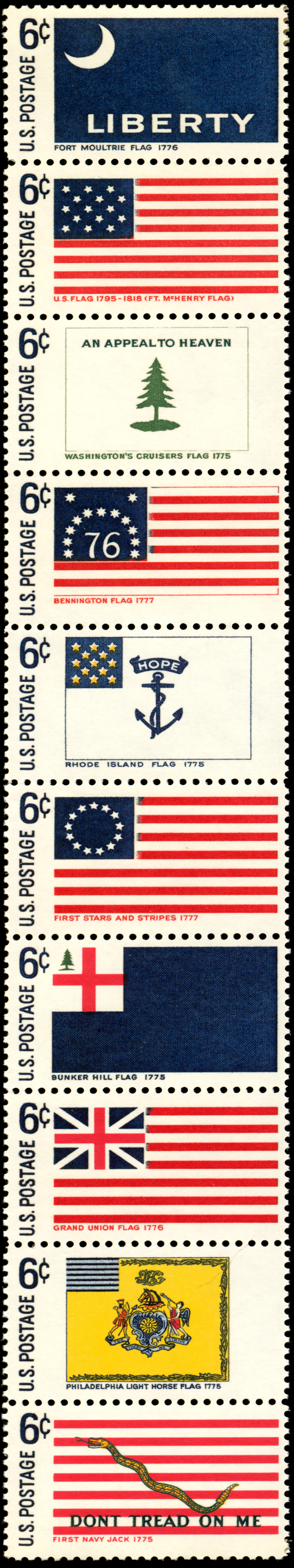 Modern U.S. Stamps: Scott 1345-1354, 6c Historic Flags