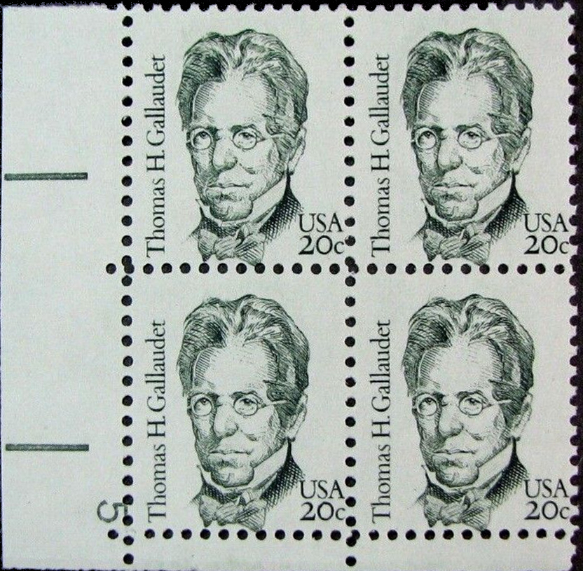 Modern U.S. Stamps: Scott 1861, 20c Thomas H. Gallaudet