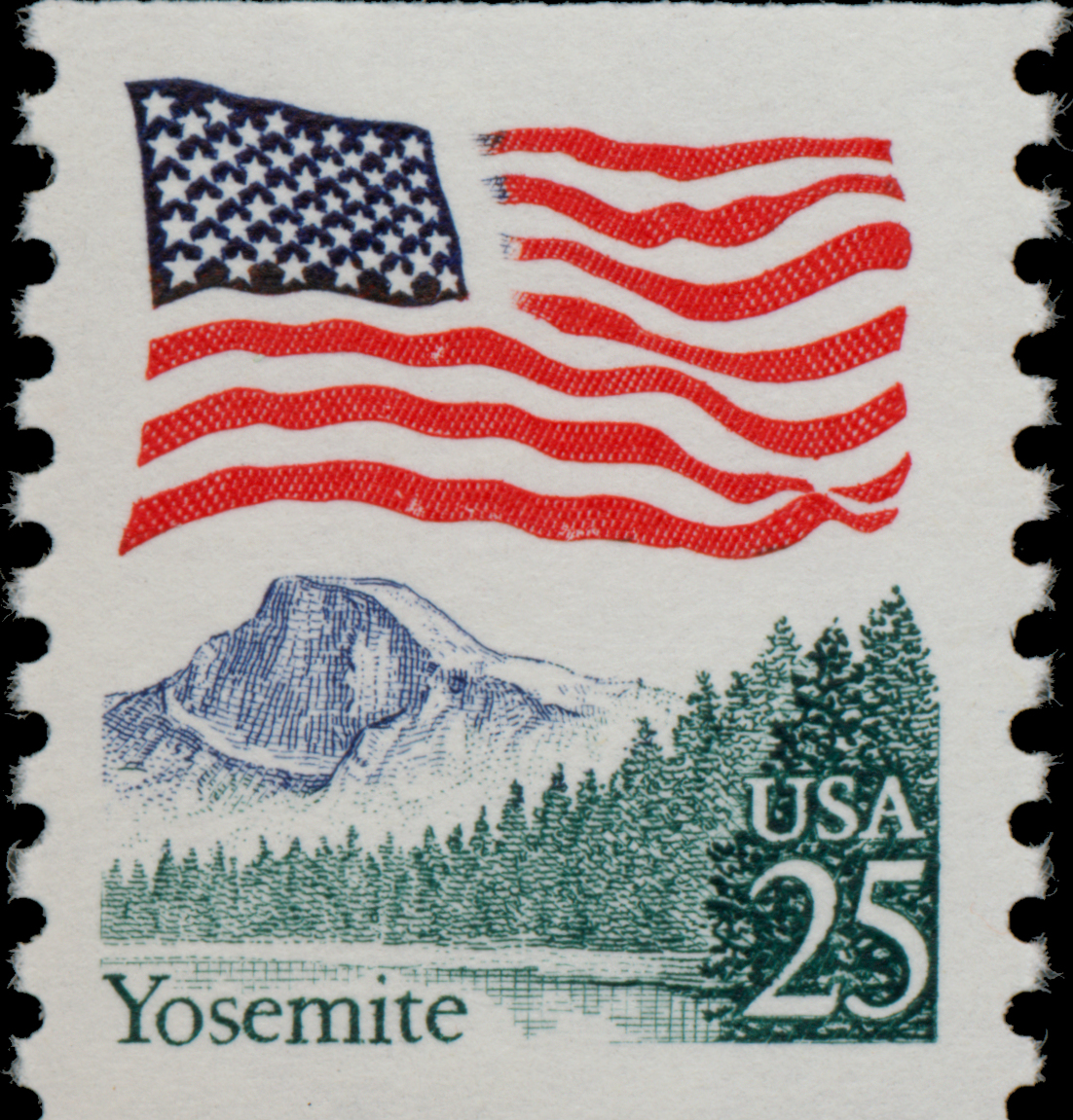 Modern U.S. Stamps: Scott 2280, 25c Flag Over Yosemite (Coil)