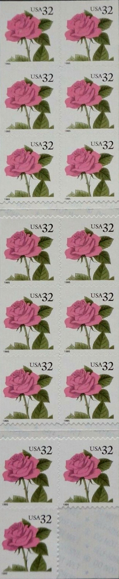 Modern U.S. Stamps: Scott 2492, 32c Pink Rose (CB / FDC Coil / MDI)