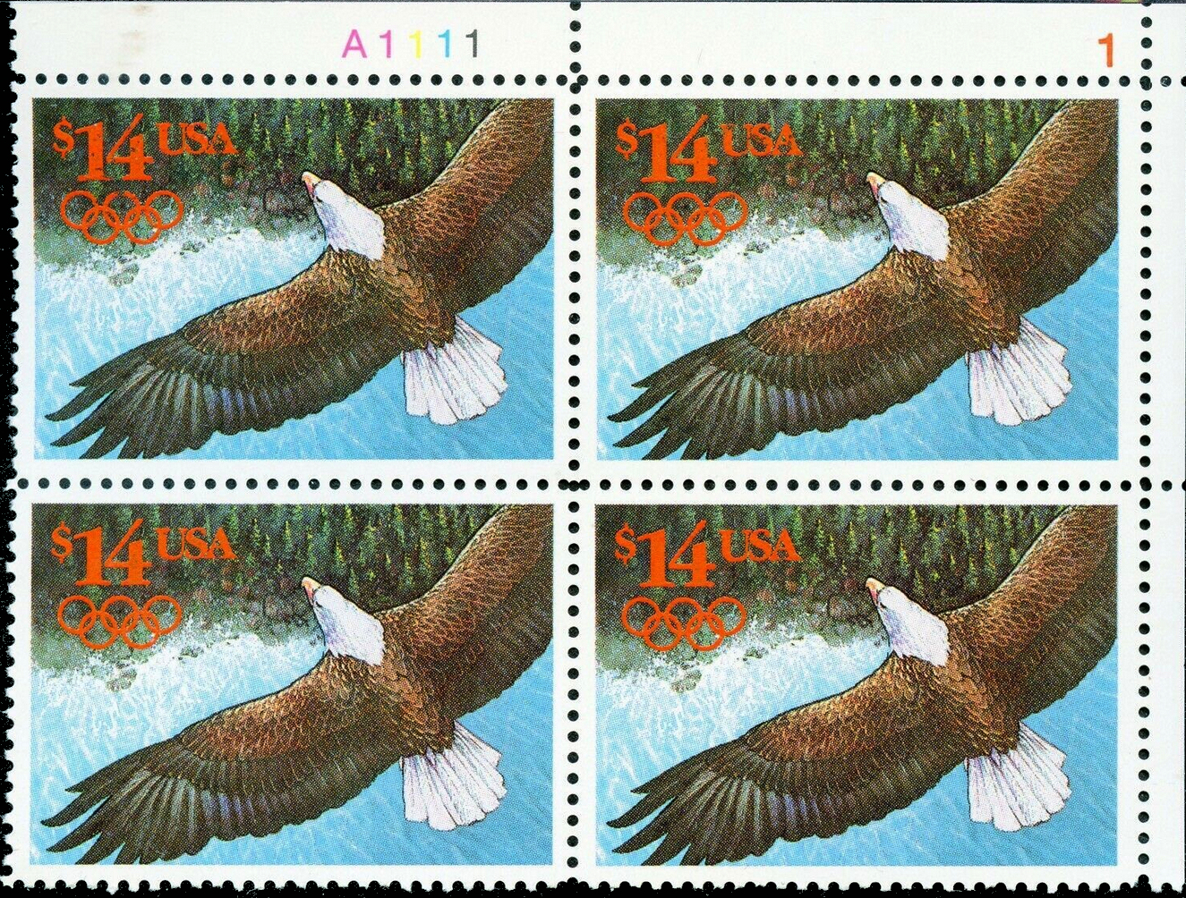 Modern U.S. Stamps: Scott 2542, $14.00 Express Mail: Eagle in Flight