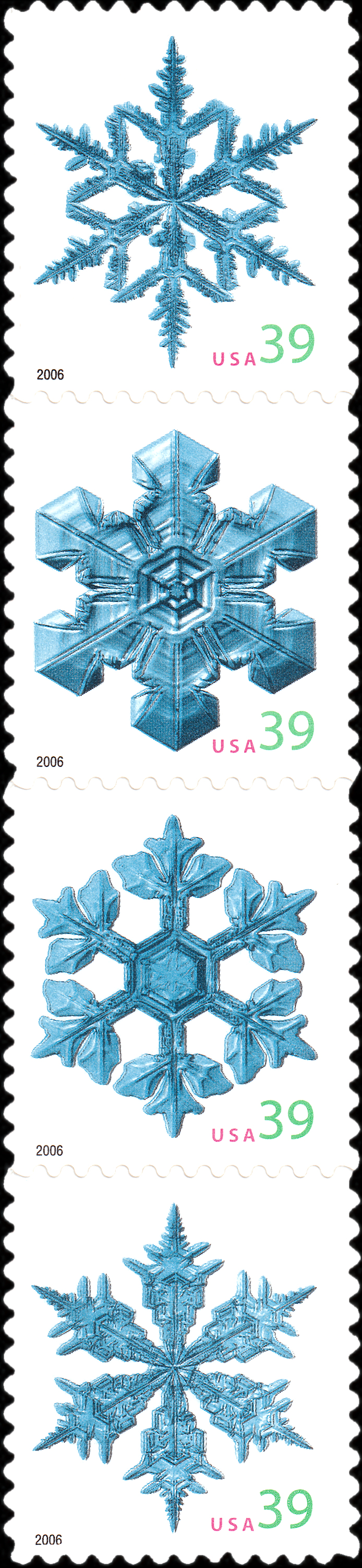 Modern U.S. Stamps: Scott 4101-4104; 4104a, 39c Snowflakes