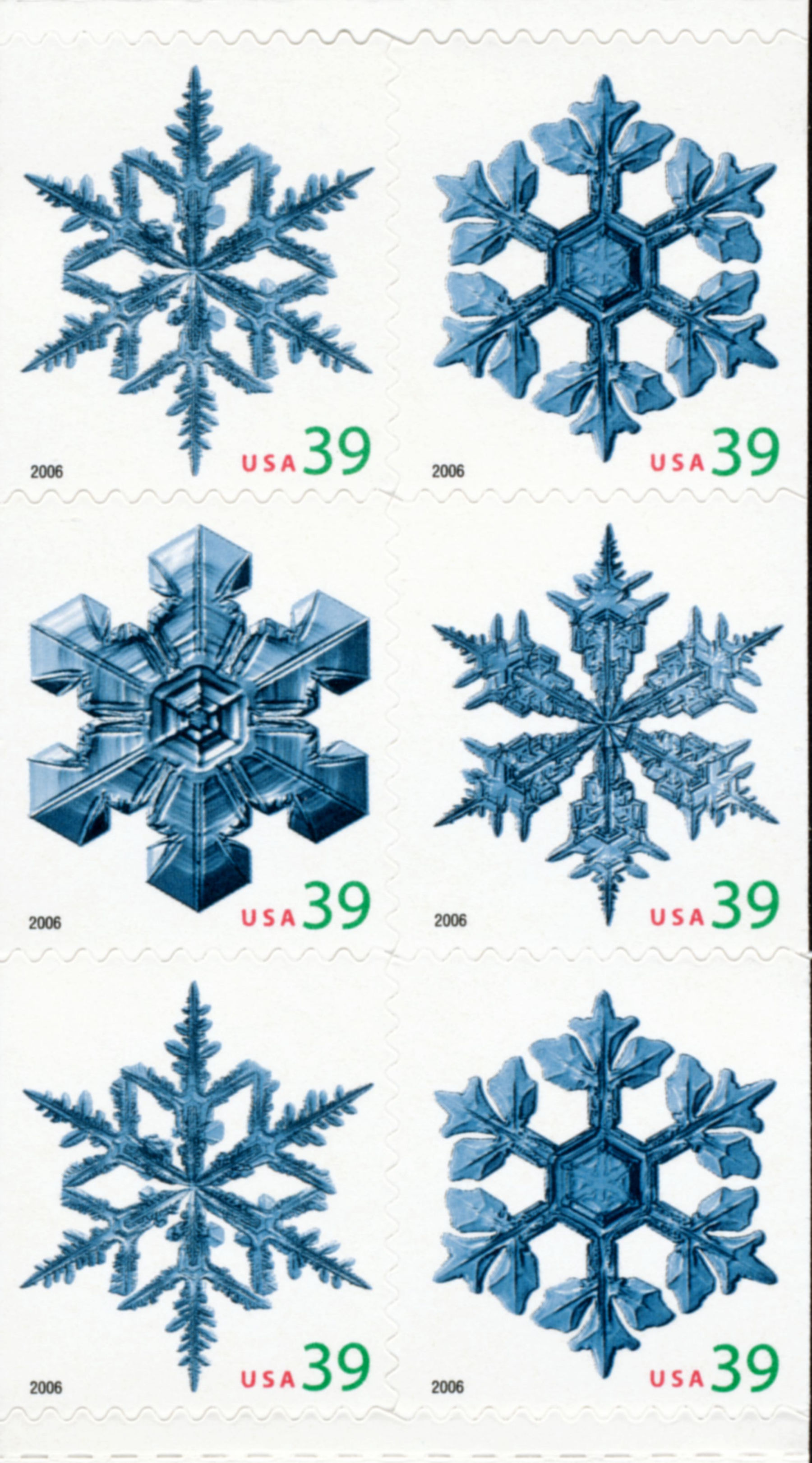 Modern U.S. Stamps: Scott 4109-4112, 39c Snowflakes