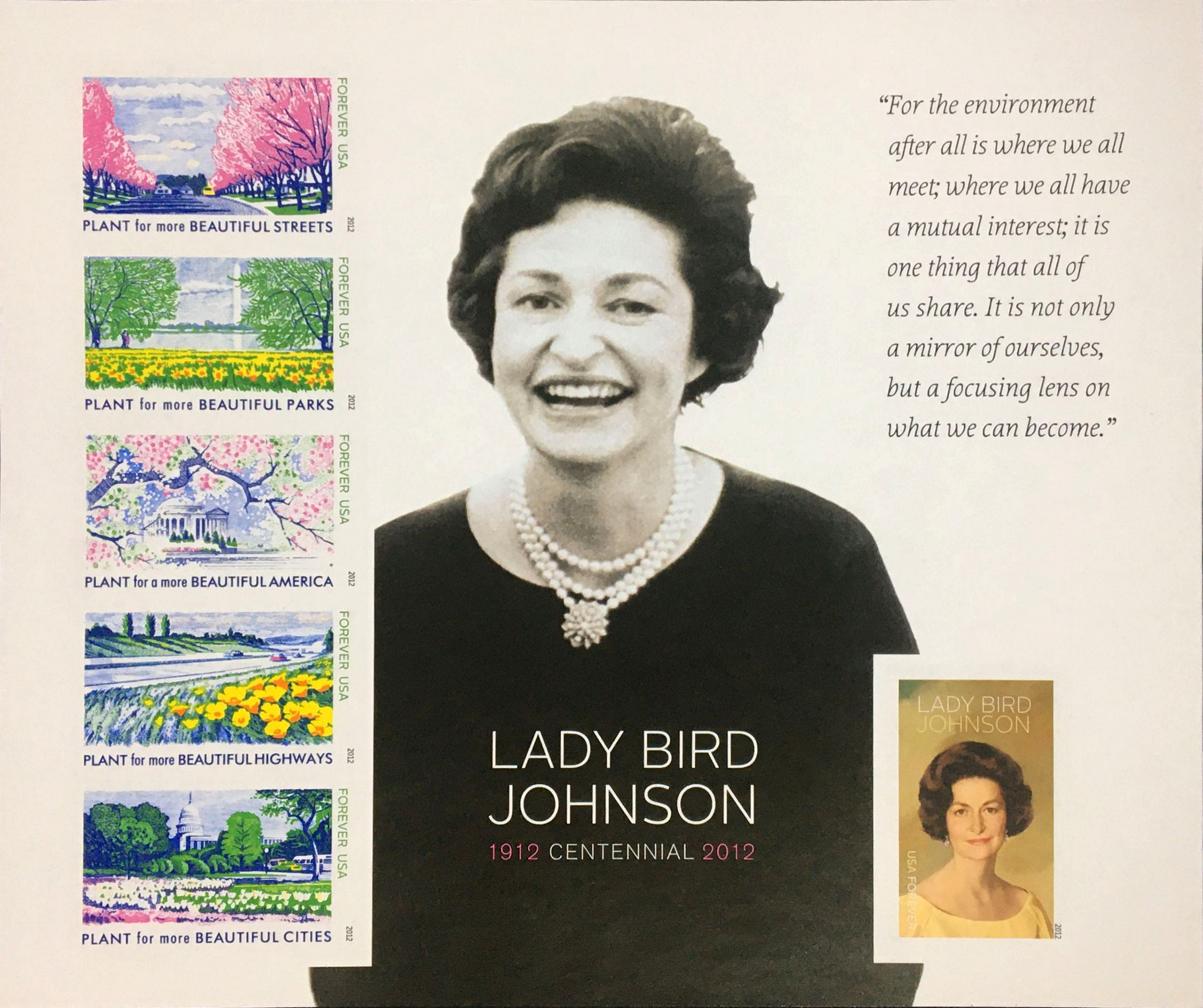 Modern Imperforate U.S. Stamps: Scott 4716g, Forever Lady Bird Johnson