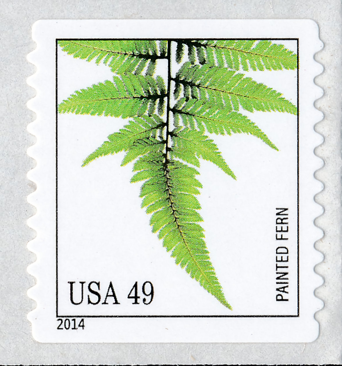 Modern U.S. Stamps: Scott 4848-4852; 4852a, 49c Ferns (Coil)