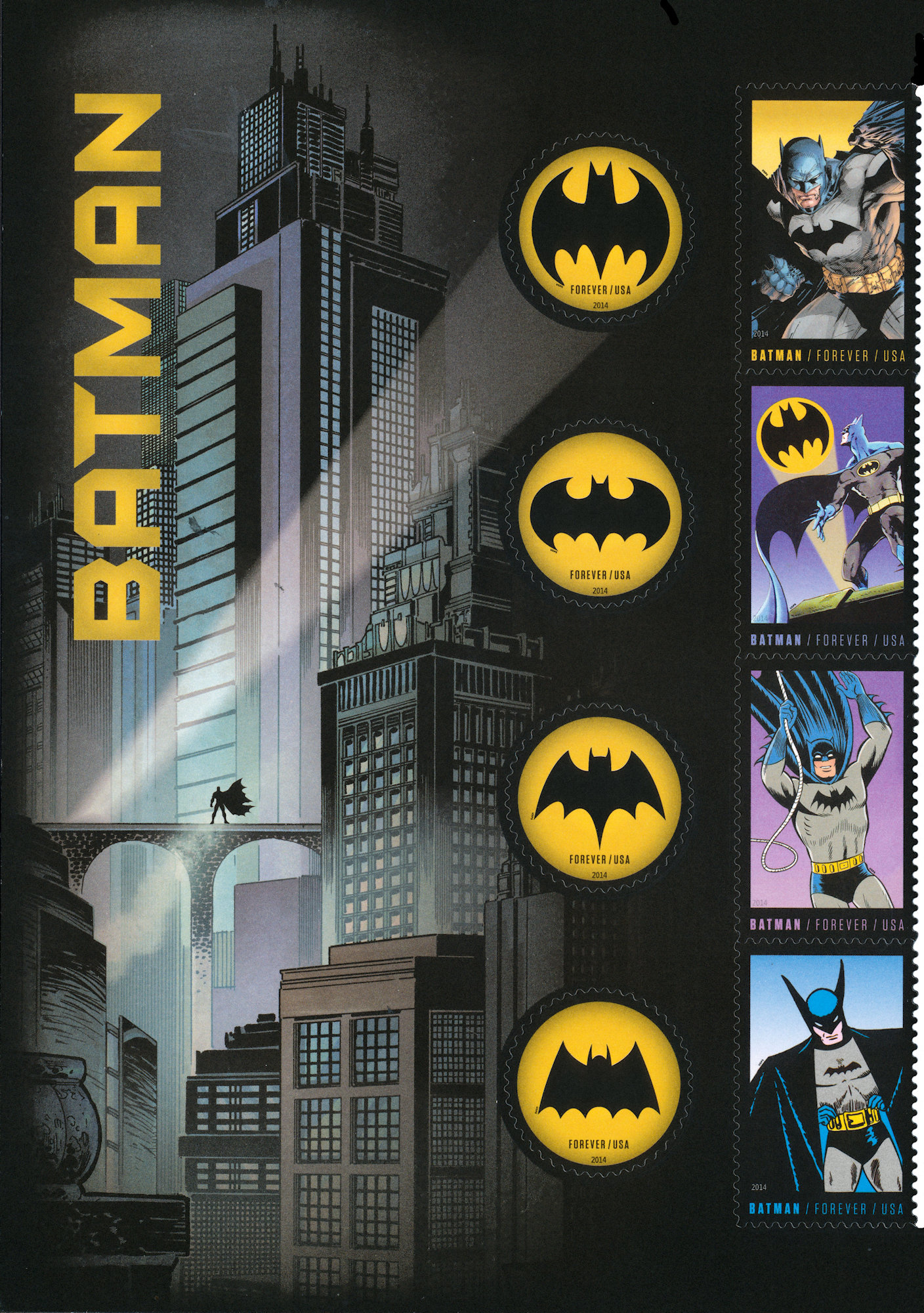 Modern U.S. Stamps: Scott 4928-4935; 4935a, Forever Batman and Bat Signals