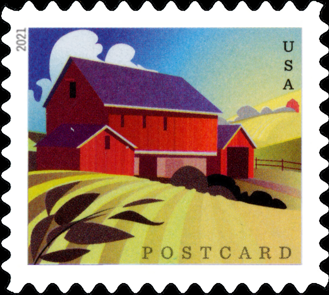 Modern U.S. Stamps: Scott 5546-5549; 5549a, Postcard Rate Barns